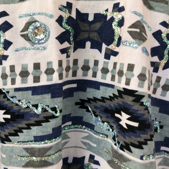 Vintage | Tops | Vintage Aztec Bedazzled Crop Tee | Poshmark